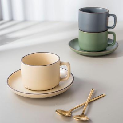 China Solid Color Rim Ceramic Coffee Mug Set Of 6 With 250ml Volume And Porcelain Material for sale