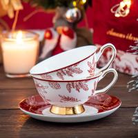 China Christmas 2024 Supplies Cup Saucer Christmas Ceramic Tableware 200ml 6.76 Oz For Women for sale