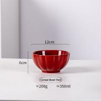 China Porcelain Stock Plate Bowl Set 4.5 Inch Microwave Re Heatable Plant Pattern Red Floral for sale