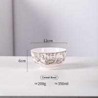 China Porcelain Stock Plate Bowl Set 4.5 Inch Microwave Re Heatable Plant Pattern Red Floral for sale