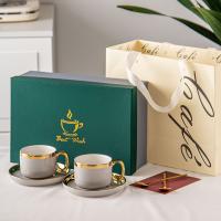 China Luxurious Gold Rim Ceramic Tableware Set For Christmas Elegant Tea Cup And Coffee Mug for sale