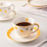 China Drinkware Type Cups Saucers 250ml Volume Set Of 6 Ceramic Tea Cups With Fruit Design for sale