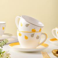 China Drinkware Type Cups Saucers 250ml Volume Set Of 6 Ceramic Tea Cups With Fruit Design for sale