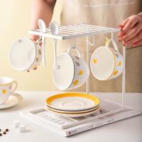 China Drinkware Type Cups Saucers 250ml Volume Set Of 6 Ceramic Tea Cups With Fruit Design for sale