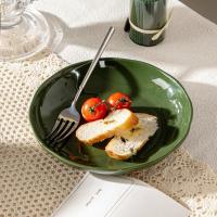 China Restaurant Occasion Luxurious Green Ceramic Dinner Set With Flower Design for sale