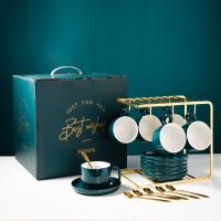 China 12pcs Ceramic Tea Set Of 6 Cups And Saucer For Luxury Design Style Christmas 2024 Gift for sale