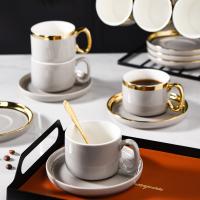 China 12pcs Ceramic Tea Set Of 6 Cups And Saucer For Luxury Design Style Christmas 2024 Gift for sale