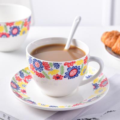 China Floral Design Style 12pcs Ceramic Cups And Saucers For Tea Taza De Cafe Tasse A Cafe for sale