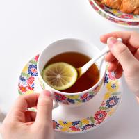 China Floral Design Style 12pcs Ceramic Cups And Saucers For Tea Taza De Cafe Tasse A Cafe for sale