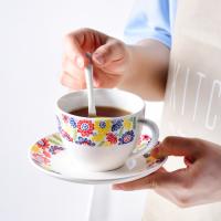 China Floral Design Style 12pcs Ceramic Cups And Saucers For Tea Taza De Cafe Tasse A Cafe for sale