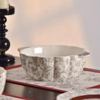 China Floral Pattern Ceramic Serving Bowl 9 Inch Porcelain Bowl For Large Salads And Soups for sale