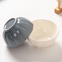 China 2023 Nordic Style Porcelain Rice Bowl Mini Ceramic Bowl Solid Color Pumpkin Bowl Pink White Gray for sale