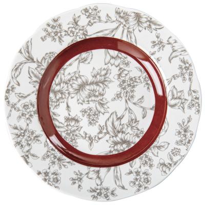 China 2024 Ceramic Plate Gift Porcelain Red Charger Plates For Beautiful Crockery Presents for sale