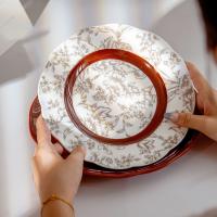 China 2024 Ceramic Plate Gift Porcelain Red Charger Plates For Beautiful Crockery Presents for sale