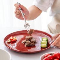 China 2024 Ceramic Plate Gift Porcelain Red Charger Plates For Beautiful Crockery Presents for sale