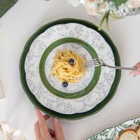 China Green Floral Ceramic Diner Set Plate Under Glazed Technique Christmas Gift For Women for sale