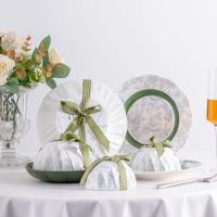 China Green Floral Ceramic Diner Set Plate Under Glazed Technique Christmas Gift For Women for sale