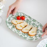 China Green Floral Ceramic Diner Set Plate Under Glazed Technique Christmas Gift For Women for sale