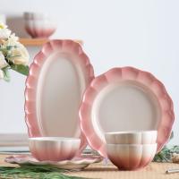 China Stunning Pink Ceramic Plates 6-Piece Dinnerware Set For Special Occasions And Presents for sale
