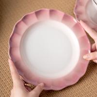 China Stunning Pink Ceramic Plates 6-Piece Dinnerware Set For Special Occasions And Presents for sale