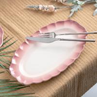 China Stunning Pink Ceramic Plates 6-Piece Dinnerware Set For Special Occasions And Presents for sale