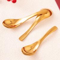 China Party Essential Stainless Steel Gold Spoon Set With Red Chopsticks Chinese Style for sale