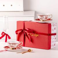 China Vintage Design Style Luxury Porcelain Tea Cup And Saucer Set Sustainable Bone Gift for sale