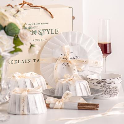 China European Style Gray Dinnerware Sets With Luxury Porcelain And Scenic Pattern Ceramic for sale
