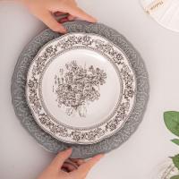 China European Style Gray Dinnerware Sets With Luxury Porcelain And Scenic Pattern Ceramic for sale