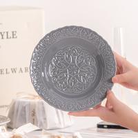 China European Style Gray Dinnerware Sets With Luxury Porcelain And Scenic Pattern Ceramic for sale