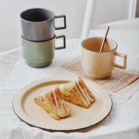 China 300ml Japanese Stackable Mug And Saucer Vintage Style Cups Saucers Set Ceramics Plate for sale