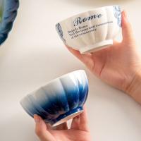 China Design Ceramic Blue Plate Porcelain Dinner Set Plates And Bowls Gradient For Presents for sale