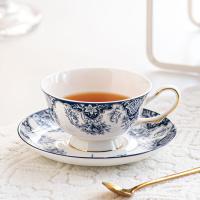 China Vintage Design Style 200ml Ceramic Coffee Mug And Saucer Set For Luxury Christmas Gift for sale