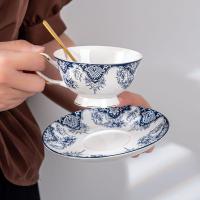 China Vintage Design Style 200ml Ceramic Coffee Mug And Saucer Set For Luxury Christmas Gift for sale