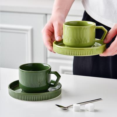 China Custom Printed Porcelain Tea Cup And Saucer Set Perfect Gift For Coffee Enthusiasts for sale