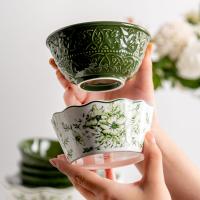 China European And British Influence Green Porcelain Dinnerware Set For Sustainable Dining for sale