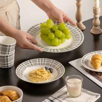 China Sustainable Fabric Pattern Dinnerware Set In Modern Nordic Style For Luxury Tableware for sale