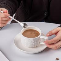 China Europe Design Porcelain Tea Cup And Saucer Set Stone Texture Nordic Cappuccino Cup Set for sale