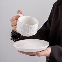 China Europe Design Porcelain Tea Cup And Saucer Set Stone Texture Nordic Cappuccino Cup Set for sale