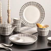 China Ceramic Nordic Style Luxury Tableware Porcelain Plant Pattern Dinnerware For 8 People for sale