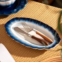 China Gradient Blue And White Dinnerware Set Ceramic Floral Bone Tableware For Mother'S Day for sale