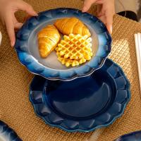 China Gradient Blue And White Dinnerware Set Ceramic Floral Bone Tableware For Mother'S Day for sale