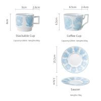 China Sustainable Business Gifts European Ceramic Floral Tea Cups And Saucers Set 200ml 300ml for sale