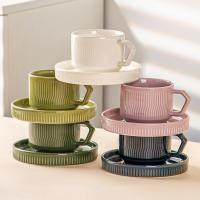 China 200ml Green Ceramic Teacup Classic Design Style Ceramic Cup & Saucer Set Enjoy Afternoon Tea Time for sale