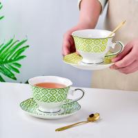China Bohemian Teapot Moroccan Style Green Coffee Cup And Saucer Set Ideal For Business Gifts for sale