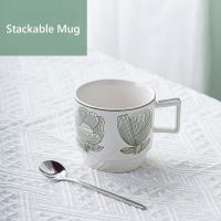 China New Design Custom Funny Handpainted Flower Pattern Coffee Mug Ceramic Under Glazed Ceramic Coffee Mugs Wholesale 300ml for sale