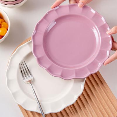 China Plant Pattern Type Ceramic Dinnerware Set Dishes Luxury Vietnam Nordic Floral Flower Shape for sale