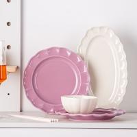 China Plant Pattern Type Ceramic Dinnerware Set Dishes Luxury Vietnam Nordic Floral Flower Shape for sale