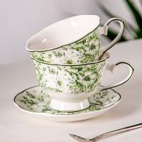 China Ceramic European Style Vintage Tea Cup And Saucer Set British Blue Porcelain Mug for sale