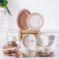 China Under Glazed Technique Ceramic Dinnerware Sets For 6 People In Green Gray Brown Color for sale